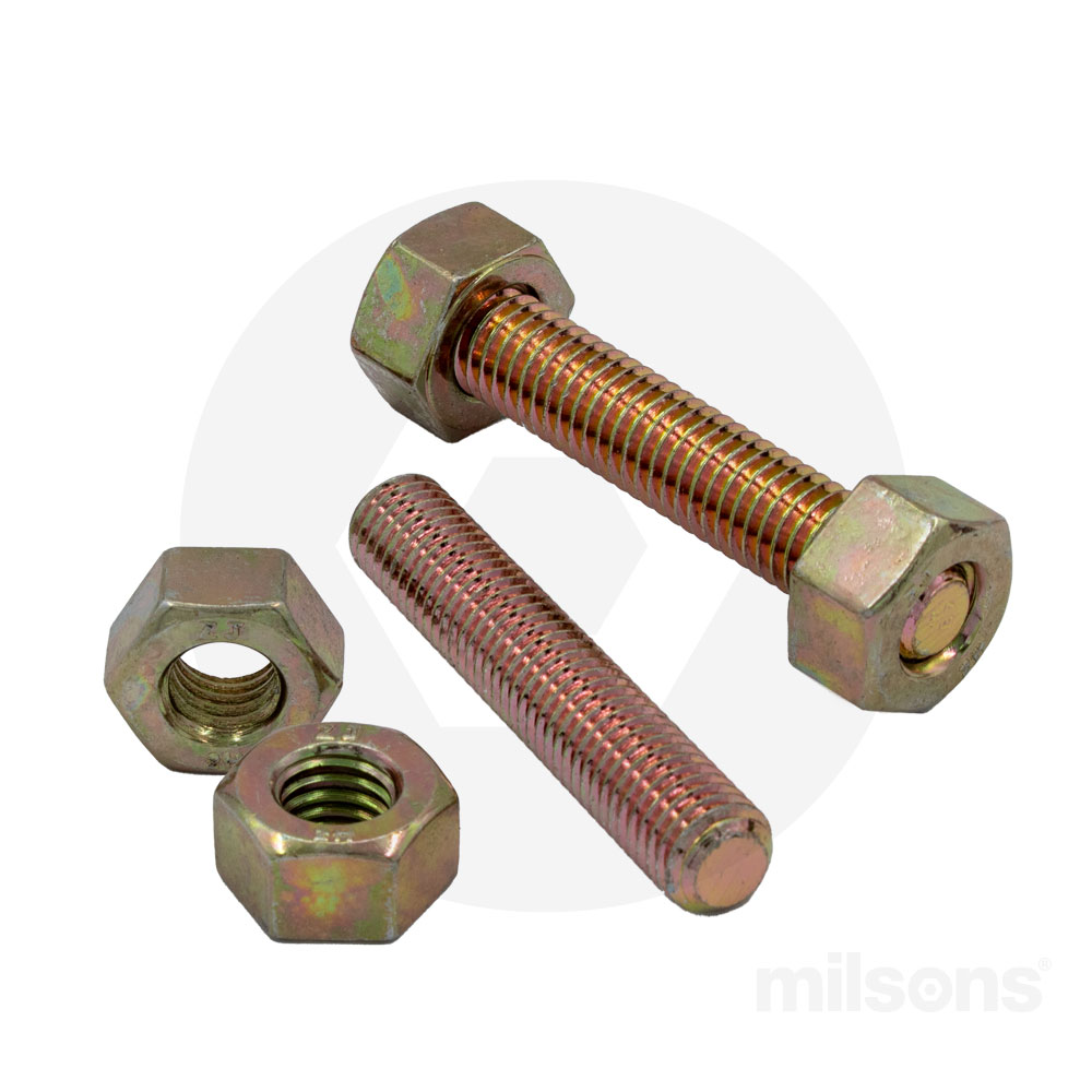 B7 STUD/NUTS UN8 1-1/2x295 YELLOW ZINC | Milsons
