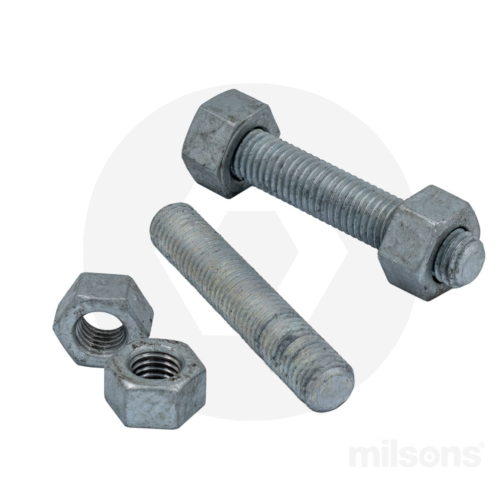 B7 STUD/NUTS UN8 1-1/4X155 GALV | Milsons